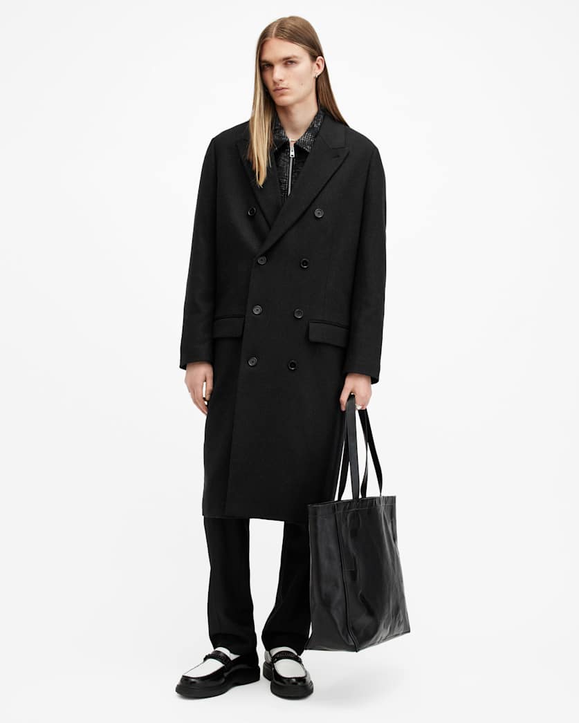 Arcade Wool Blend Relaxed Fit Coat Black | ALLSAINTS US